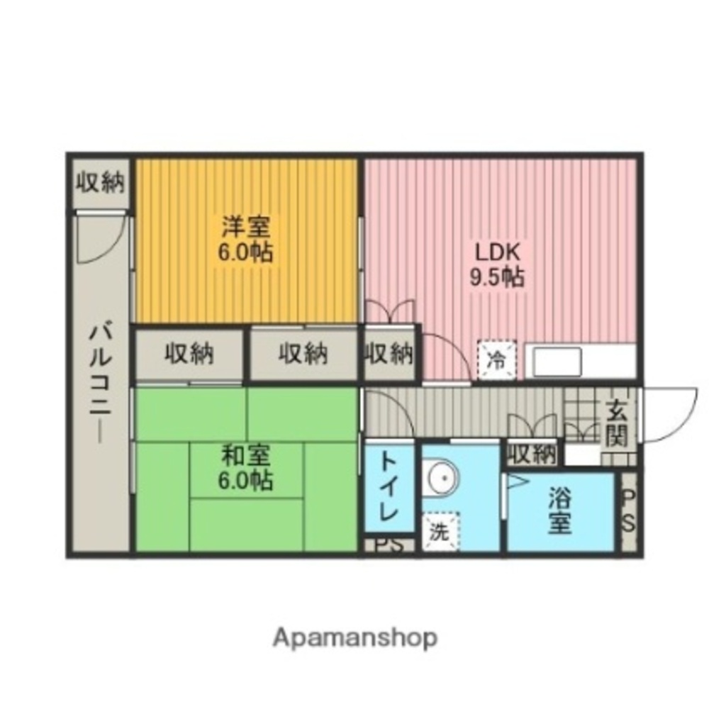 オークハイツ錦 埼玉県蕨市錦町004 (8.5万円／2LDK (和室6 洋室6 LDK9.5)／51.66㎡)｜賃貸物件(賃貸マンション・アパート・一戸建て)の住宅情報・お部屋探しなら ...