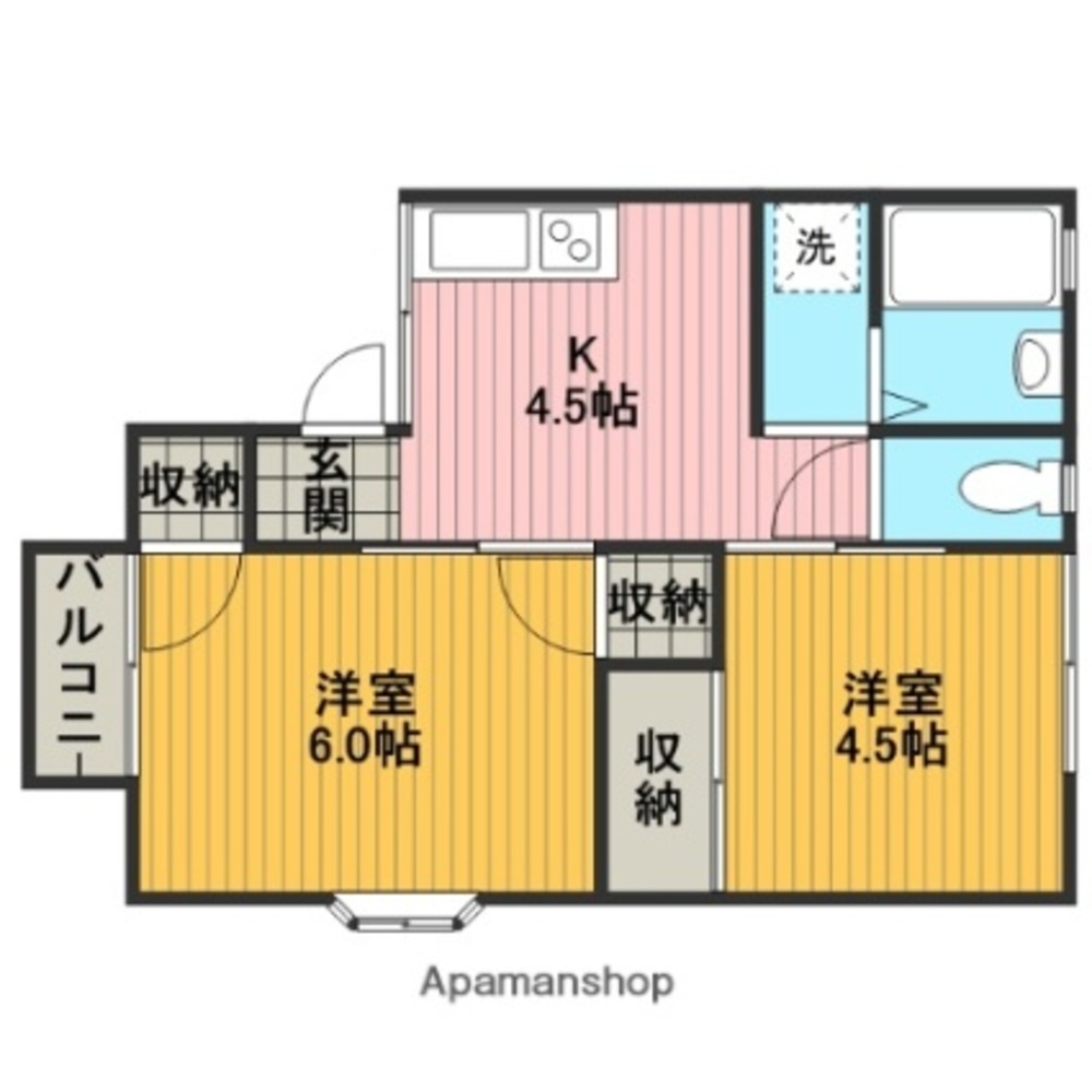 シティハイツエル 神奈川県相模原市南区東大沼004 (4.6万円／2K (洋室4.5 洋室6 K4.5)／34.89㎡)｜賃貸物件(賃貸マンション・アパート・一戸建て)の住宅情報・お部屋探し ...