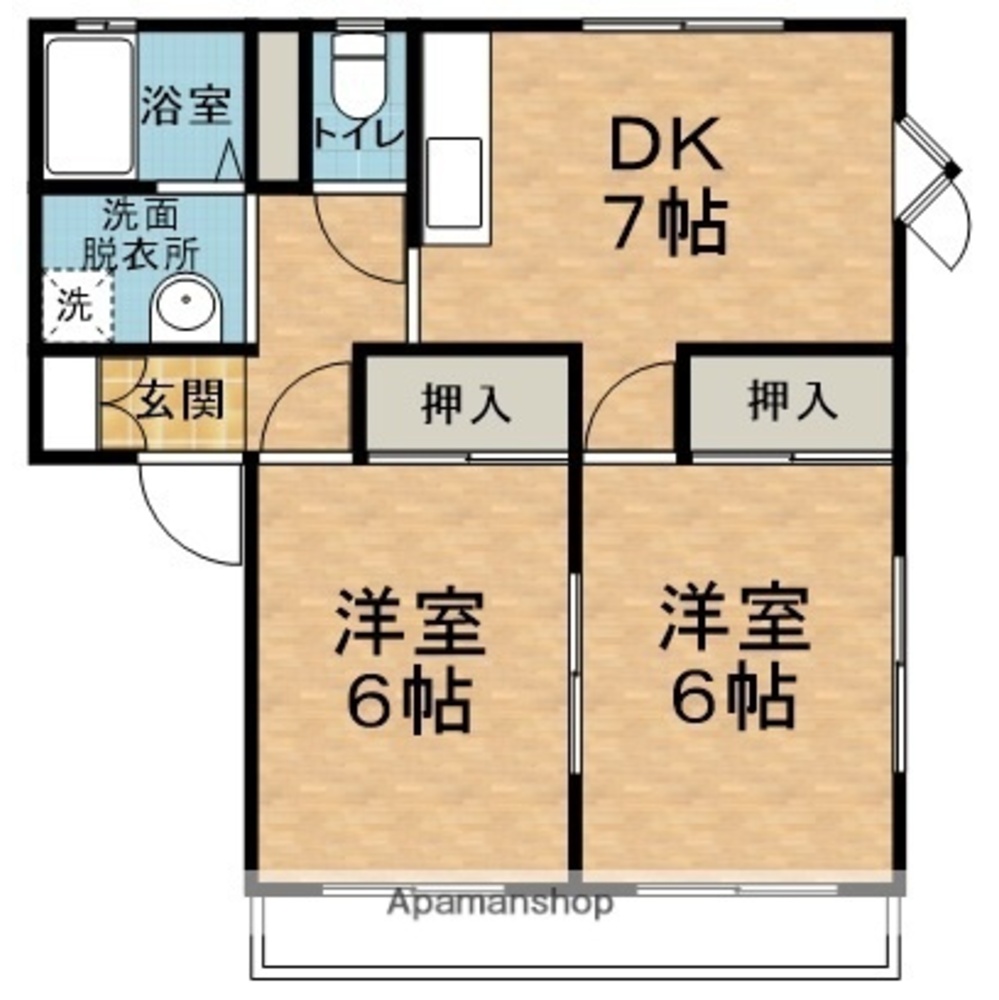 ビューラアズミC 長野県安曇野市豊科000 (5.2万円／2DK (和室6 洋室6 DK6.5)／46.2㎡)｜賃貸物件(賃貸マンション・アパート・一戸建て)の住宅情報・お部屋探しなら ...