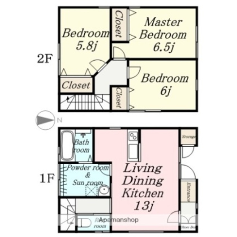 Sun Rapport 福井県福井市南四ツ居町000 (10万円／3LDK (洋室5.8 洋室6 洋室6.5 LDK13)／77.83㎡)｜賃貸物件(賃貸マンション・アパート・一戸建て)の住宅 ...