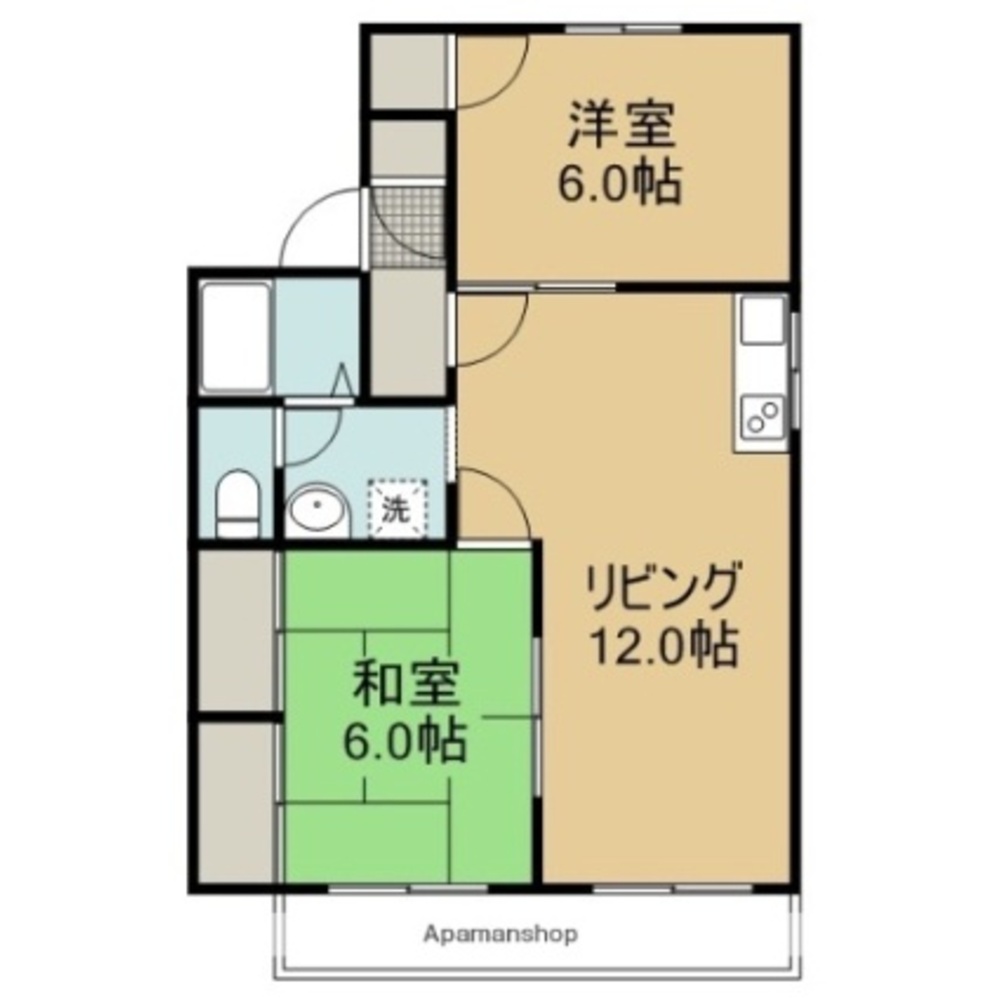 メゾンエスポワールC 山梨県甲府市大里町000 (5.5万円／2LDK (和室6 洋室6 LDK12)／53.77㎡)｜賃貸物件(賃貸マンション・アパート・一戸建て)の住宅情報・お部屋探しなら ...