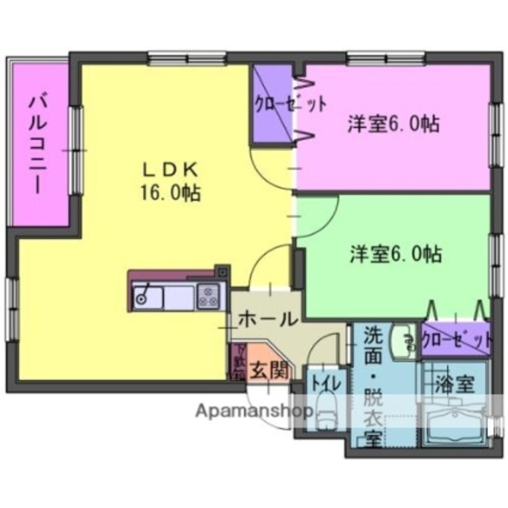 コンフォート 岩手県北上市常盤台001 (6.5万円／2LDK (洋室6 洋室6 LDK16)／59.45㎡)｜賃貸物件(賃貸マンション・アパート・一戸建て)の住宅情報・お部屋探しなら ...