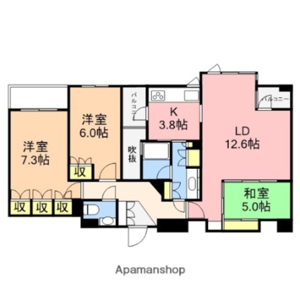 シティタワー西堀 新潟県新潟市中央区西堀通3番町000 (14万円／3LDK (和室5 洋室6 洋室7.3 LD12.6 K3.8)／77.66㎡)｜賃貸物件(賃貸マンション・アパート・一戸 ...
