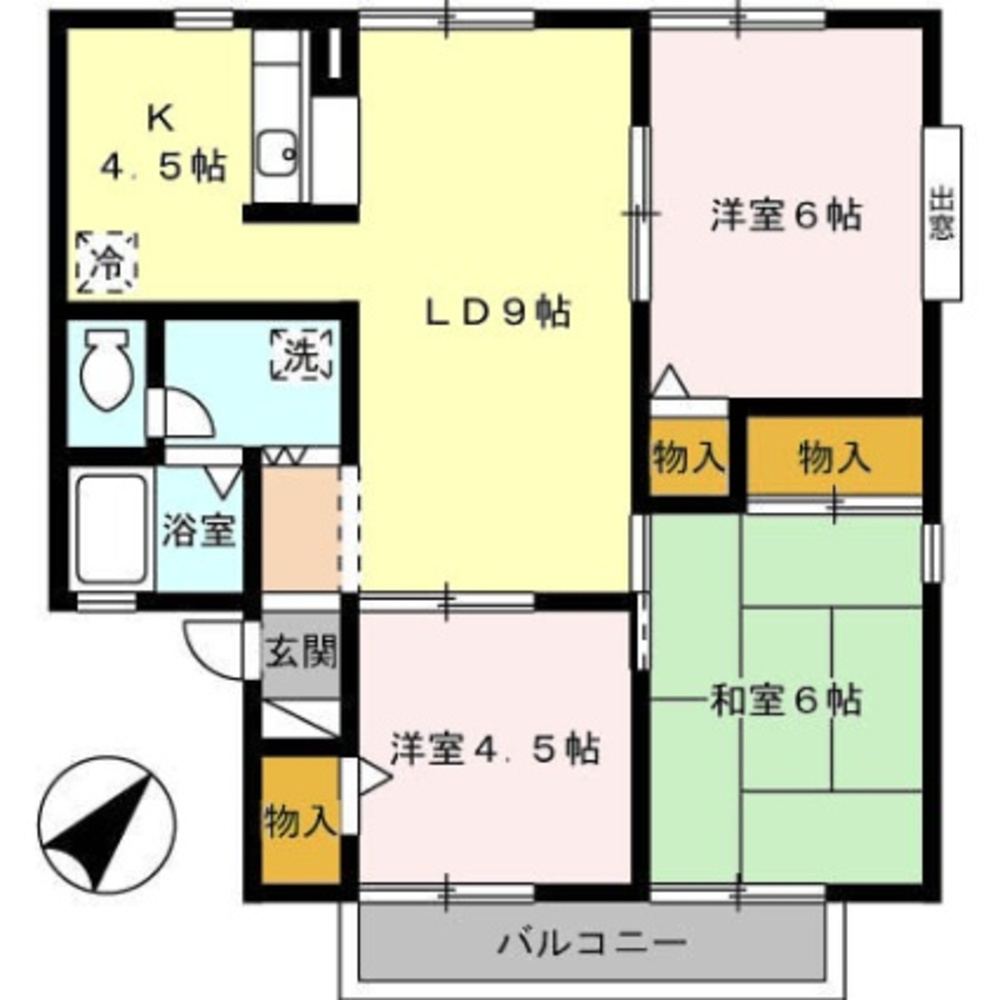 パラシオン115 山口県周南市江の宮町000 (6.6万円／3LDK (和室6 洋室4.5 洋室6 LD9 K4.5)／62.91㎡)｜賃貸物件(賃貸マンション・アパート・一戸建て)の住宅情報 ...