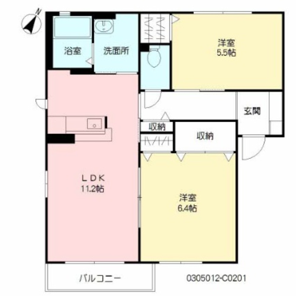 ソレアード21 C棟 福岡県宮若市水原000 (5.35万円／2LDK (洋室5.5 洋室6.4 LDK11.2)／54.81㎡)｜賃貸物件(賃貸マンション・アパート・一戸建て)の住宅情報・お ...