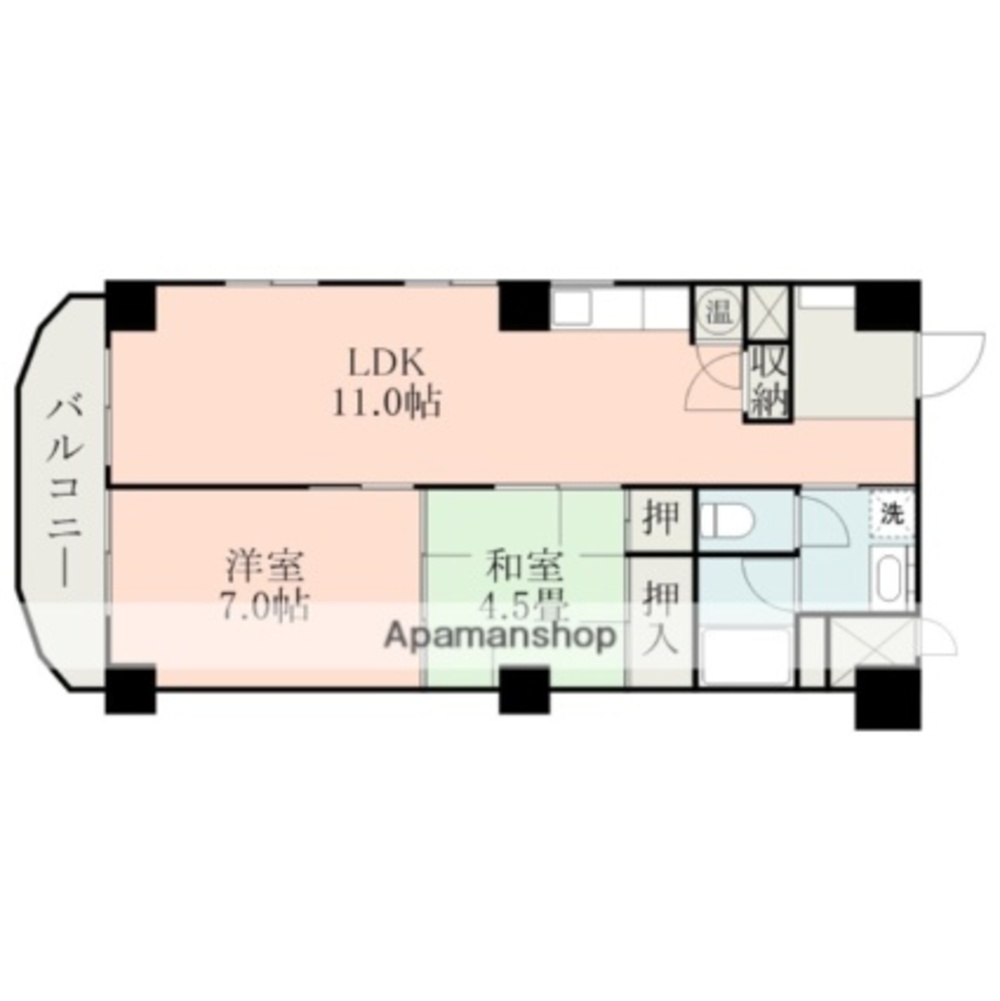 指宿枕崎線 郡元駅 地上7階建て 築52年 鹿児島県鹿児島市紫原006 (6万円／2LDK (和室4.5 洋室7 LDK11)／63.25㎡)｜賃貸物件(賃貸マンション・アパート・一戸建て)の ...