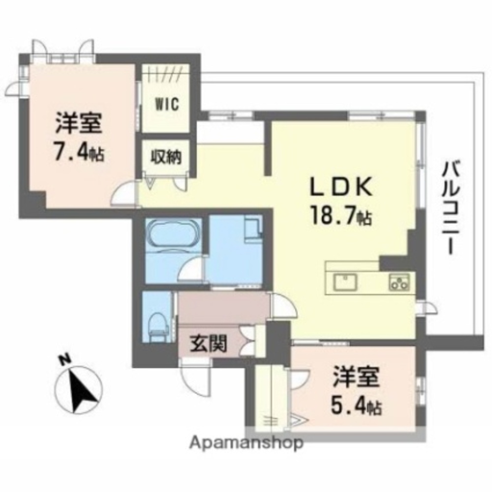 シャーメゾンエグゼクティブ東福原 鳥取県米子市東福原001 (11.8万円／2LDK (洋室5.4 洋室7.4 LDK18.7)／73.2㎡)｜賃貸物件(賃貸マンション・アパート・一戸建て)の ...
