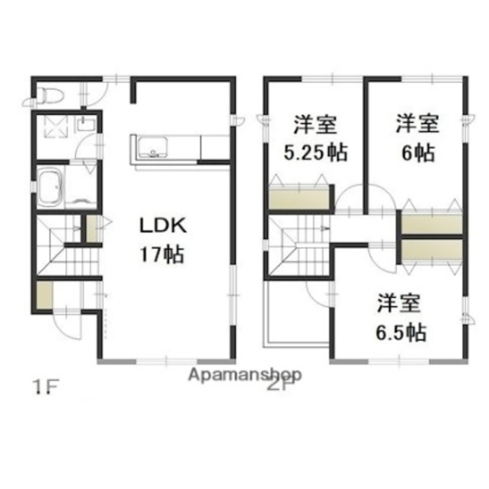 山陽本線（JR西日本） 北長瀬駅 地上2階建て 築18年 岡山県岡山市北区辰巳000 (10万円／3LDK (洋室5.2 洋室6 洋室6.5 LDK17)／77.93㎡)｜賃貸物件(賃貸 ...