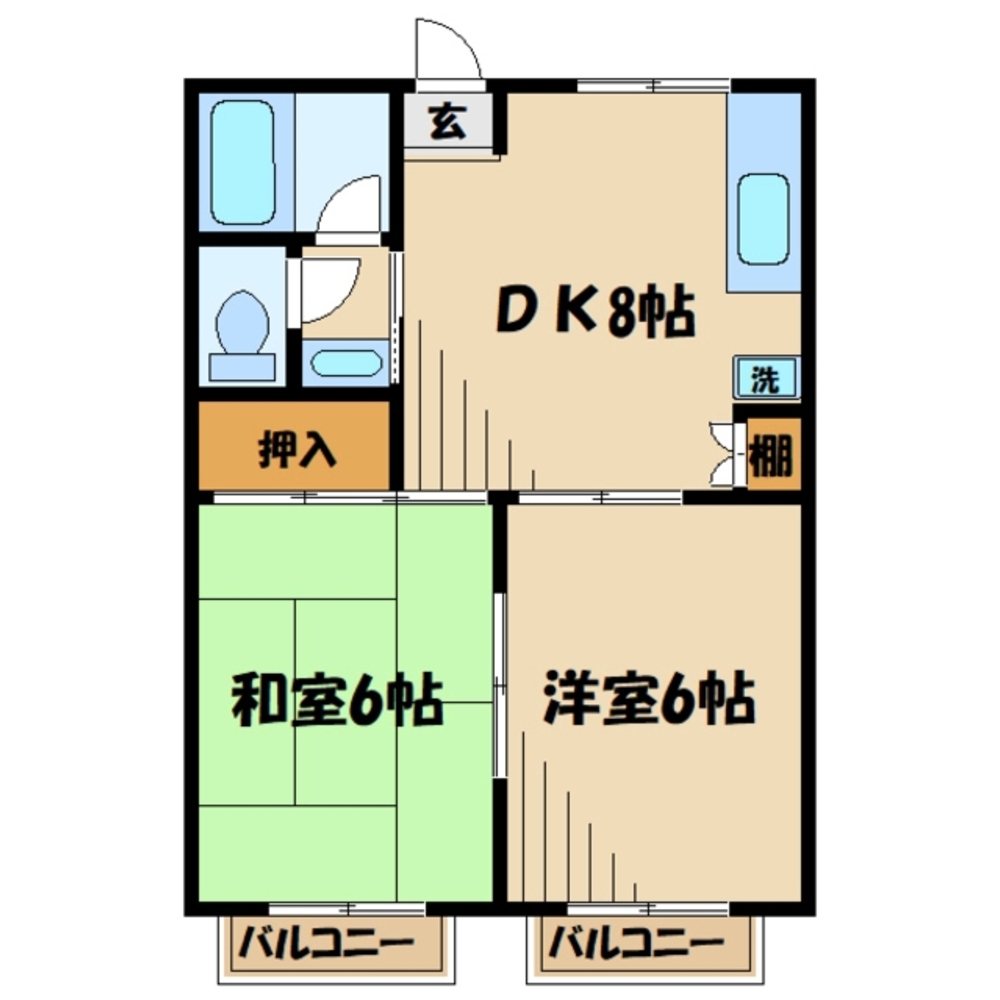 小田急江ノ島線 中央林間駅 地上2階建て 築40年 神奈川県大和市中央林間3丁目 (7.7万円／2DK (和室6 洋室6 DK8)／39.75㎡)｜賃貸物件(賃貸マンション・アパート・一戸建て ...