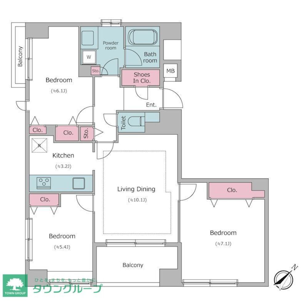 レジディア新川II 東京都中央区新川2丁目 (31.8万円／3LDK (洋室5.4 洋室6.1 洋室7.1 LD10.1 K3.2)／75.46㎡)｜賃貸物件(賃貸マンション・アパート・一戸 ...