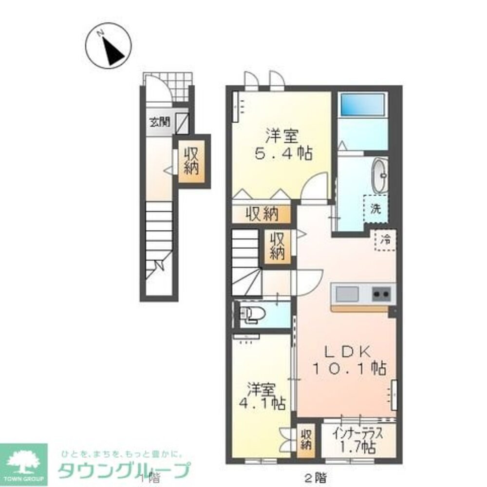 東北本線 古河駅 地上2階建て 築1年未満 茨城県古河市三杉町1丁目 (6.9万円／2LDK (洋室4.1 洋室5.4 LDK10.1)／54.83㎡)｜賃貸物件(賃貸マンション・アパート ...