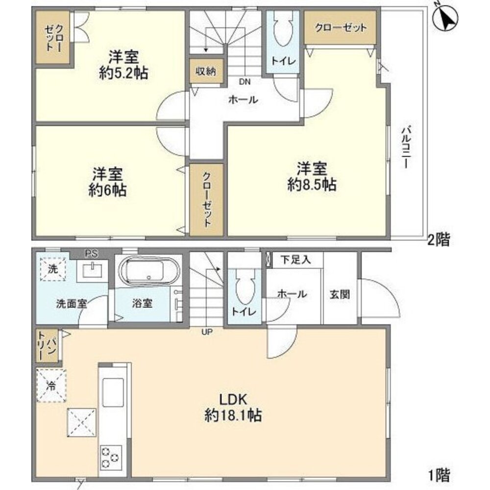 Kolet船橋三山＃06 千葉県船橋市三山3丁目 (16万円／3LDK (洋室5.2 洋室6 洋室8.5 LDK18.1)／90.25㎡)｜賃貸物件(賃貸マンション・アパート・一戸建て)の住宅 ...