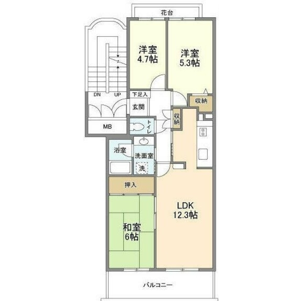 ドルフ藤が丘 神奈川県横浜市青葉区もえぎ野 (11万円／3LDK (和室6 洋室4.7 洋室5.3 LDK12.3)／64.67㎡)｜賃貸物件(賃貸マンション・アパート・一戸建て)の住宅情報 ...