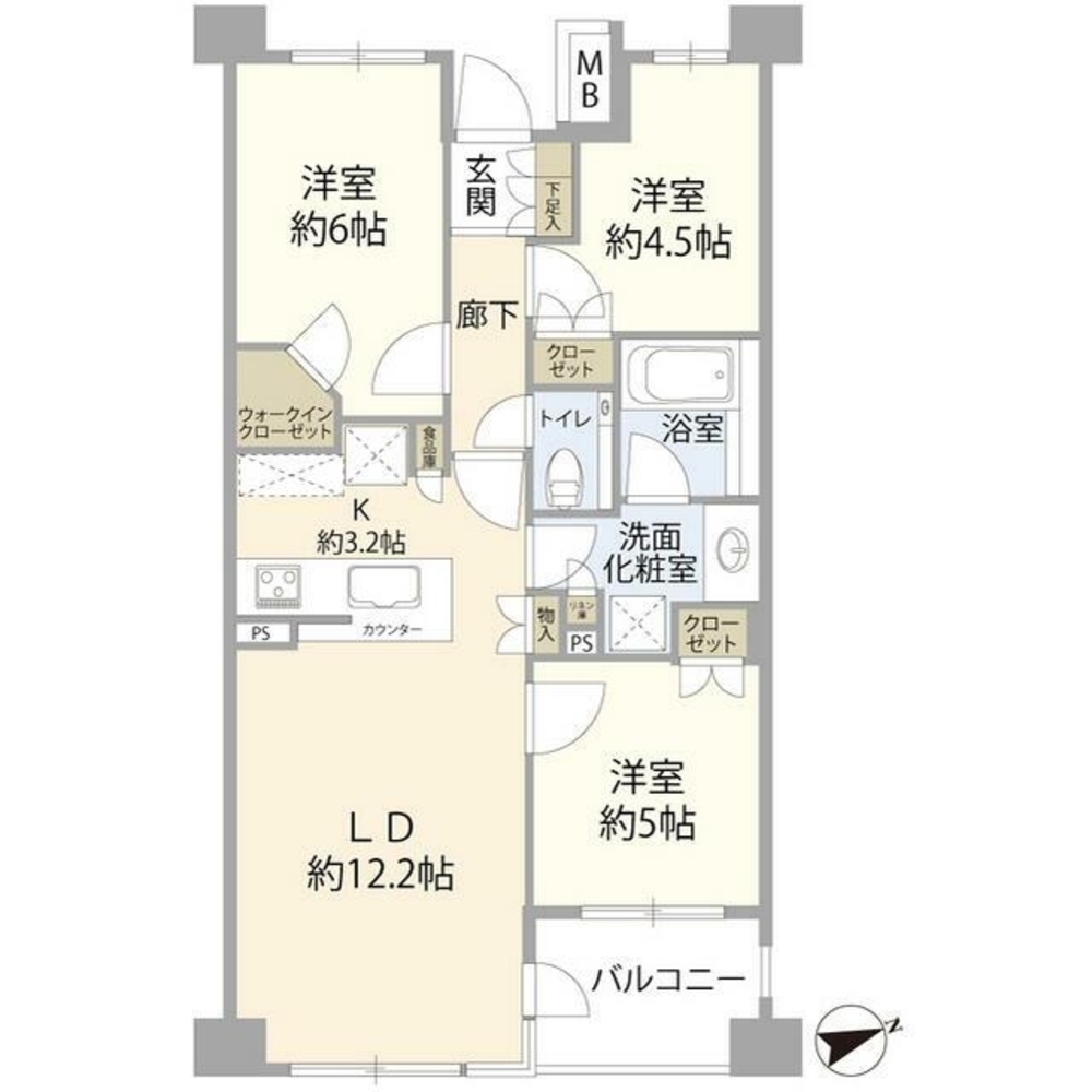 京王井の頭線 西永福駅 地上8階建て 築10年 東京都杉並区浜田山4丁目 (24万円／3LDK (洋室4.5 洋室5 洋室6 LDK15.4)／66.98㎡)｜賃貸物件(賃貸マンション ...