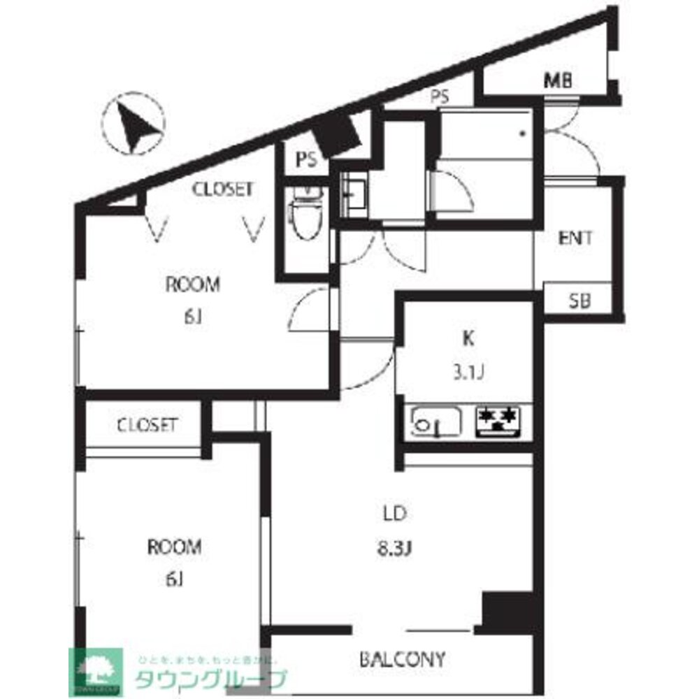 セザールスカイリバー 東京都中央区日本橋箱崎町 (18.5万円／2LDK／56.61㎡)｜賃貸物件(賃貸マンション・アパート・一戸建て)の住宅情報・お部屋探しならYahoo!不動産