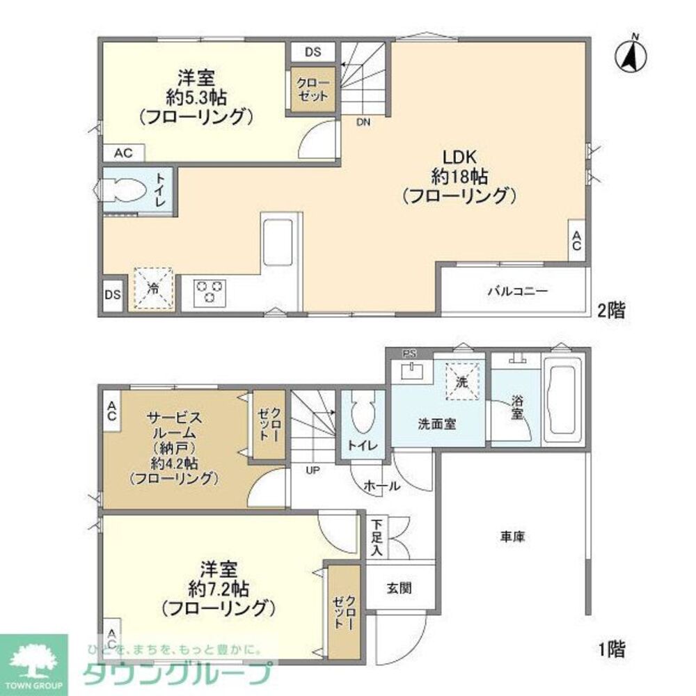 中央本線（JR東日本） 阿佐ケ谷駅 地上2階建て 築3年 東京都杉並区阿佐谷北3丁目 (34万円／2SLDK (洋室5.3 洋室7.2 LDK18 納戸4.2)／76.7㎡)｜賃貸物件(賃貸 ...