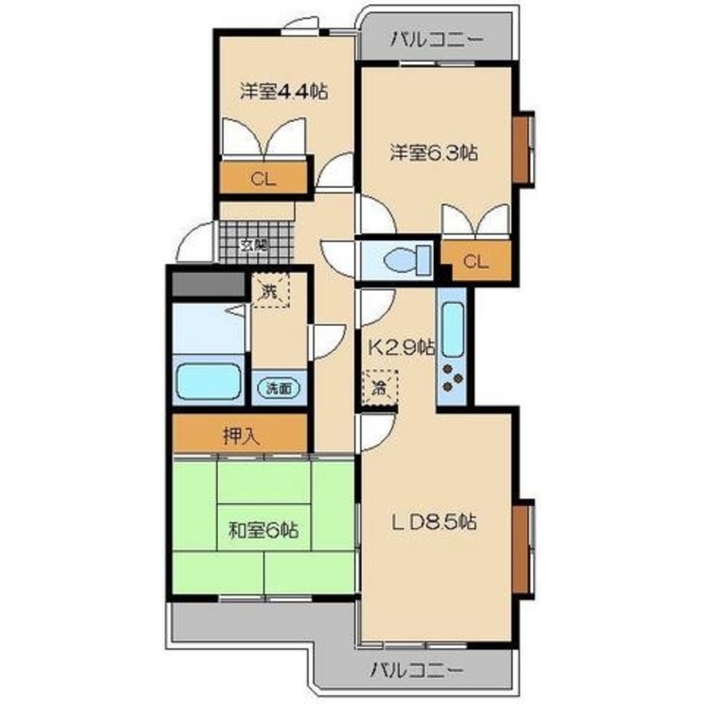メゾン白亜館 東京都東久留米市小山2丁目 (8.9万円／3LDK (和室6 洋室4.4 洋室6.3)／65.65㎡)｜賃貸物件(賃貸マンション・アパート・一戸建て)の住宅情報・お部屋探しなら ...