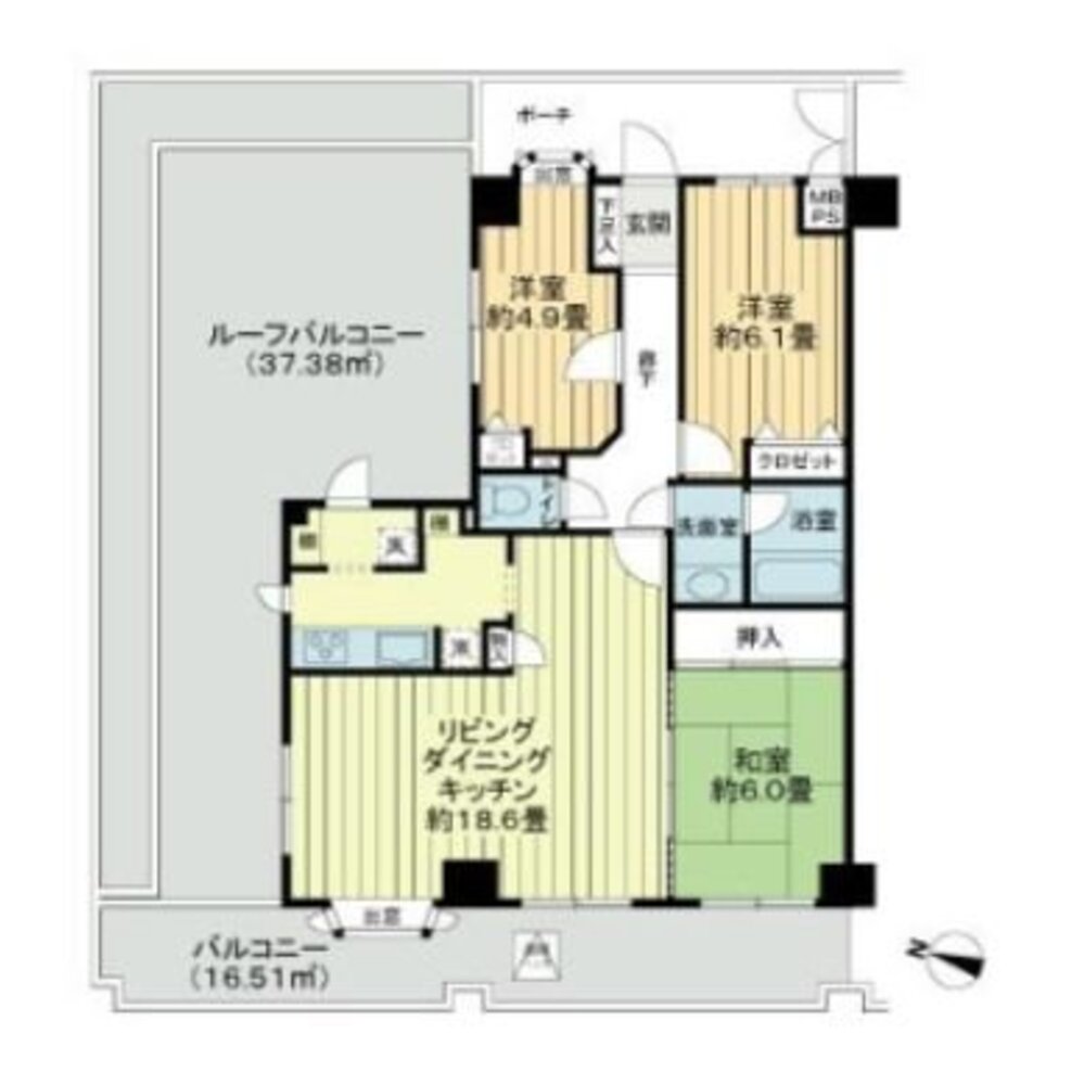 ライオンズガーデン横浜蒔田 神奈川県横浜市磯子区岡村3丁目 (14万円／3LDK (和室6 洋室4.9 洋室6.1 LDK18.6)／77.78㎡)｜賃貸物件(賃貸マンション・アパート・一戸 ...