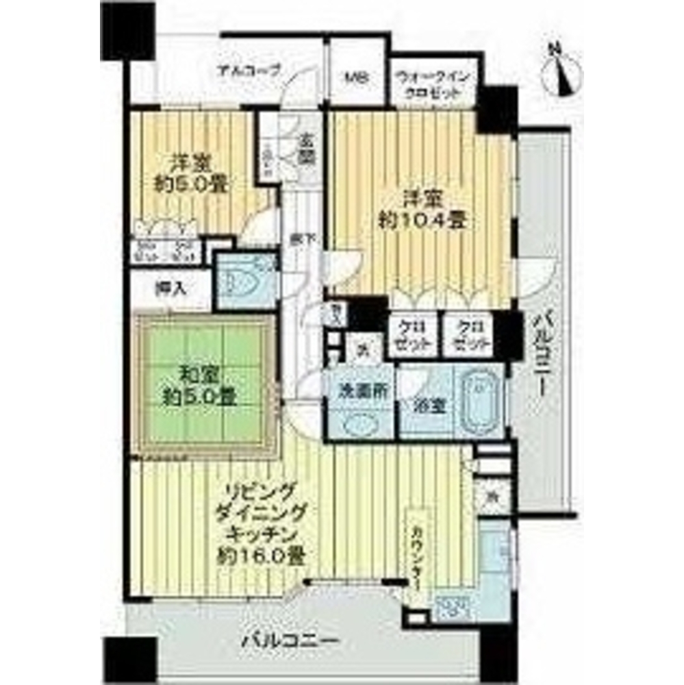 中央本線（JR東日本） 立川駅 地上21階建て（地下1階付き） 築18年 東京都立川市錦町1丁目 (27万円／3LDK (和室6 洋室5 洋室10.4 LDK16)／85.03㎡)｜賃貸物件 ...