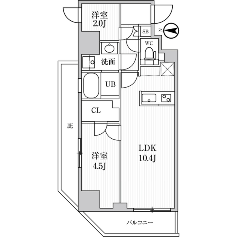 シーズンフラッツ住吉 東京都江東区毛利1丁目 (17.5万円／2LDK (洋室2 洋室4.5 LDK10.4)／39.75㎡)｜賃貸物件(賃貸マンション・アパート・一戸建て)の住宅情報・お ...
