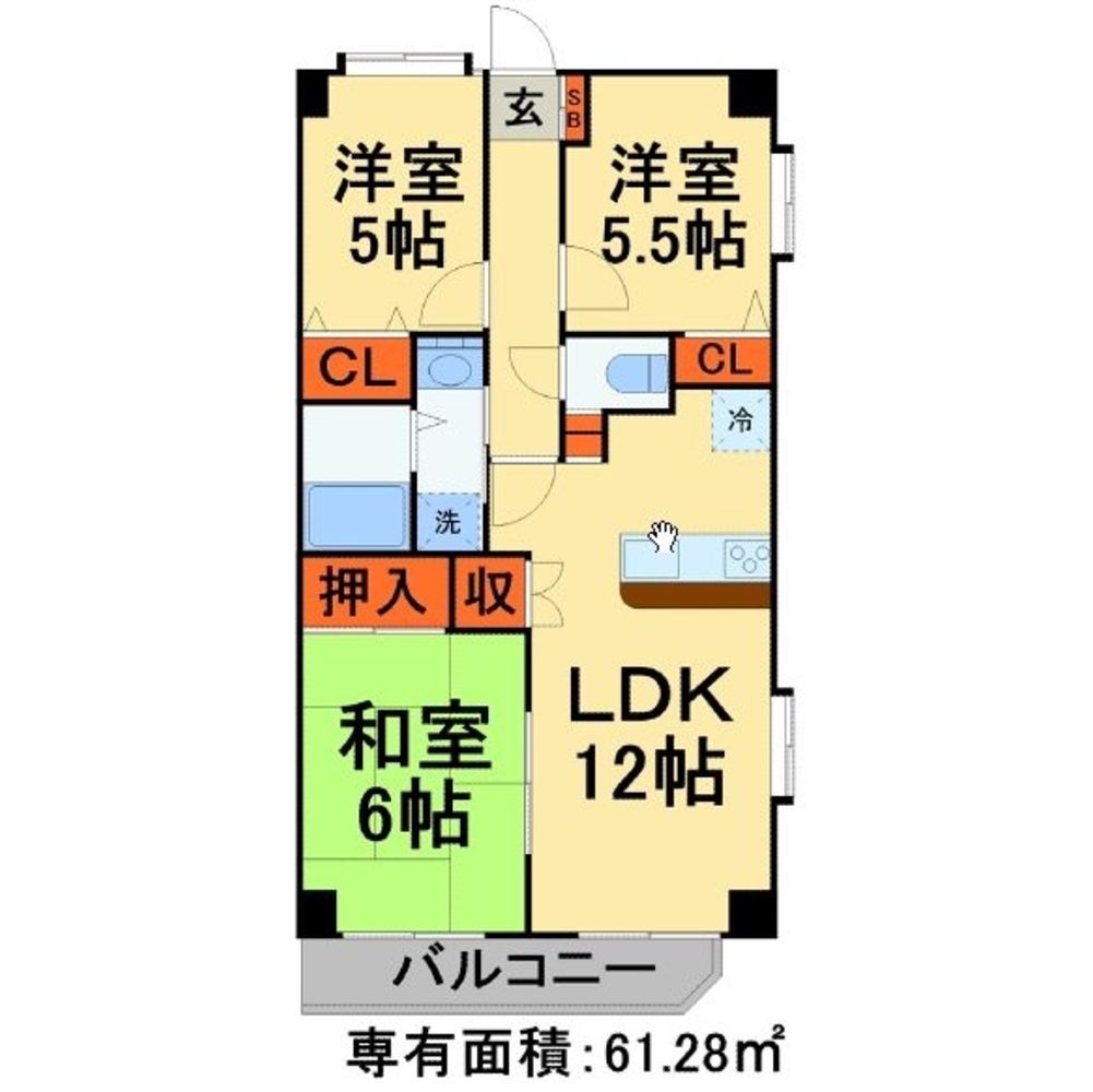プライムガーデン 千葉県鎌ケ谷市北初富 (9.6万円／3LDK (和室6 洋室5.1 洋室5.3 LDK11)／61.09㎡)｜賃貸物件(賃貸マンション・アパート・一戸建て)の住宅情報・お ...