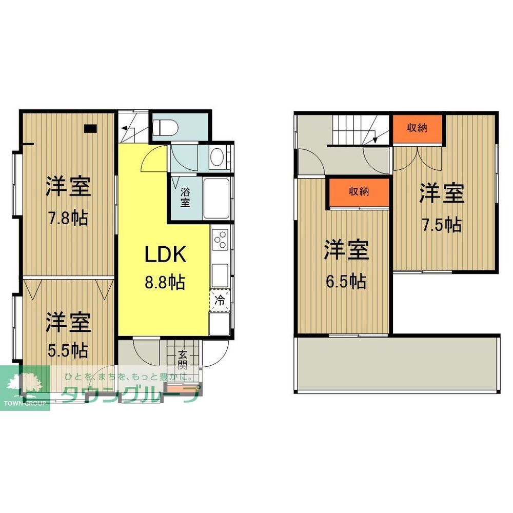 京王高尾線 山田駅 地上2階建て 築52年 東京都八王子市小比企町 (10万円／4LDK (洋室5.5 洋室6.5 洋室7.5 洋室7.8 LDK8.8)／80.6㎡)｜賃貸物件(賃貸 ...