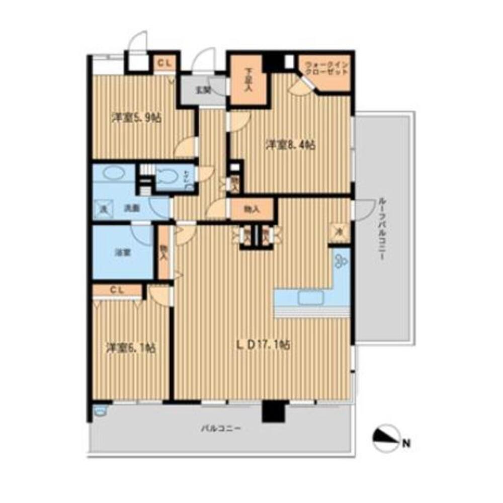 HF学芸大学レジデンスII 東京都目黒区中町1丁目 (39.8万円／3LDK (洋室5.9 洋室6.1 洋室8.4 LDK17.1)／97.74㎡)｜賃貸物件(賃貸マンション・アパート・一戸 ...