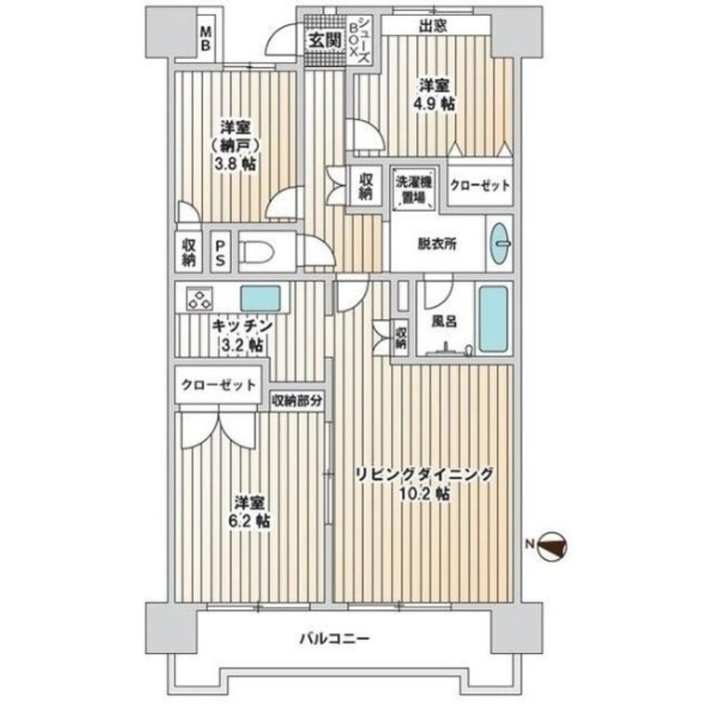 セブン・ナルケマンション 東京都荒川区荒川7丁目 (17.5万円／2SLDK (洋室4.9 洋室6.2 LD10.2 納戸3.8 K3.2)／63.63㎡)｜賃貸物件(賃貸マンション・アパート ...