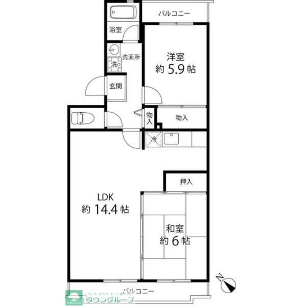 鎌倉グリーンヒルズ 神奈川県鎌倉市岩瀬 (8.4万円／2LDK (和室6 洋室5.9 LDK14.4)／58.86㎡)｜賃貸物件(賃貸マンション・アパート・一戸建て)の住宅情報・お部屋探しなら ...