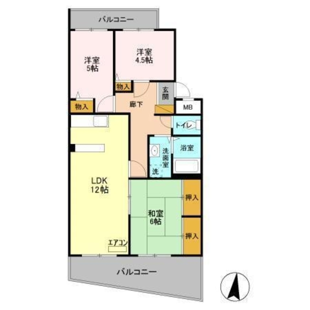 エコガーデン C棟 千葉県千葉市若葉区みつわ台1丁目 (7.5万円／3LDK (和室6 洋室4.5 洋室5 LDK12)／66.17㎡)｜賃貸物件(賃貸マンション・アパート・一戸建て)の住宅 ...