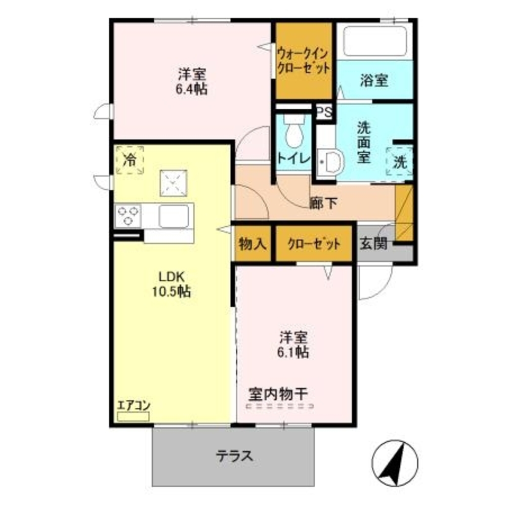 東武野田線 高柳駅 地上2階建て 築9年 千葉県柏市高柳 (9.5万円／2LDK (洋室6.1 洋室6.4 LDK10.5)／57.93㎡)｜賃貸物件(賃貸マンション・アパート・一戸建て)の ...