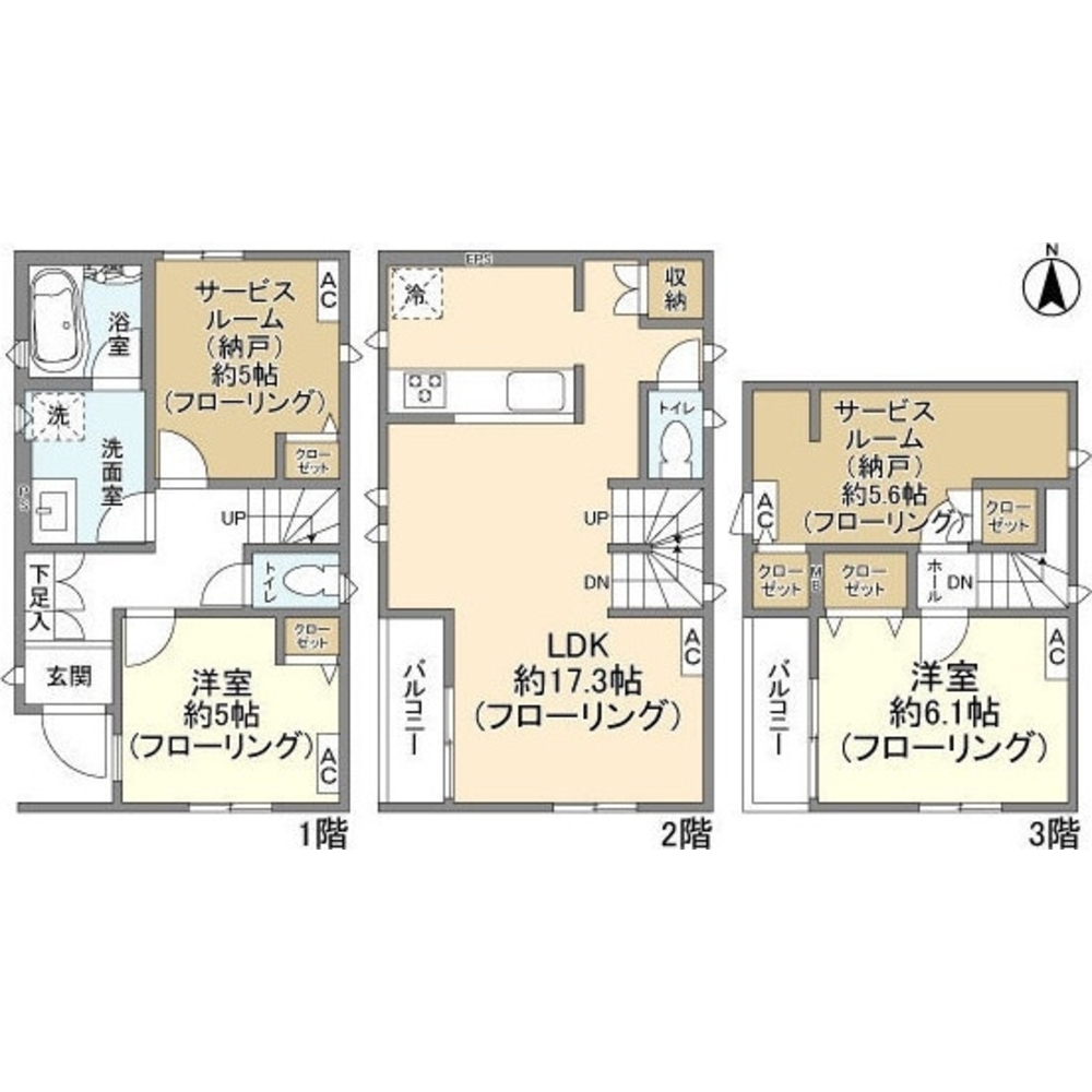 Kolet竹ノ塚＃06 東京都足立区六月1丁目 (23万円／2SLDK (洋室5 洋室6.1 LDK17.3 納戸5 納戸5.6)／90.45㎡)｜賃貸物件(賃貸マンション・アパート・一戸建て ...