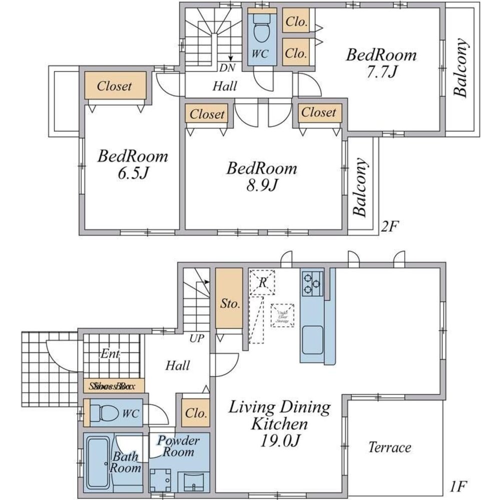 小田急小田原線 読売ランド前駅 地上2階建て 築3年 神奈川県川崎市麻生区高石3丁目 (22万円／3LDK (洋室6.5 洋室7.7 洋室8.9 LDK19)／102.68㎡)｜賃貸物件(賃貸 ...