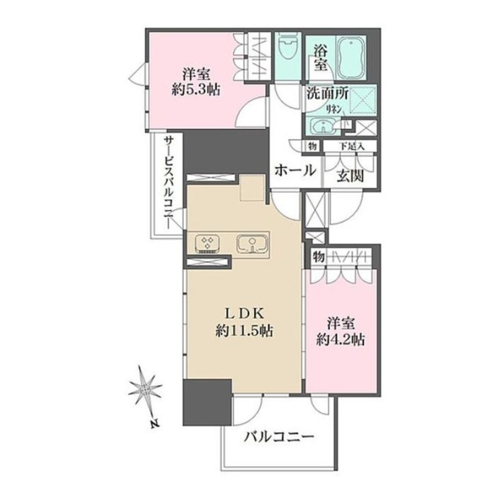 サンウッド東中野 東京都中野区東中野1丁目 (24.6万円／2LDK (洋室4.2 洋室5.3 LDK11.5)／53.53㎡)｜賃貸物件(賃貸マンション・アパート・一戸建て)の住宅情報・お ...