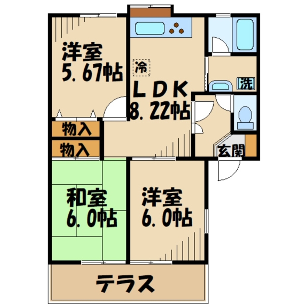 フォレスト深大寺A 東京都調布市深大寺北町5丁目 (10.2万円／3LDK (和室6 洋室5.7 洋室6 LDK8.3)／55.18㎡)｜賃貸物件(賃貸マンション・アパート・一戸建て)の住宅 ...