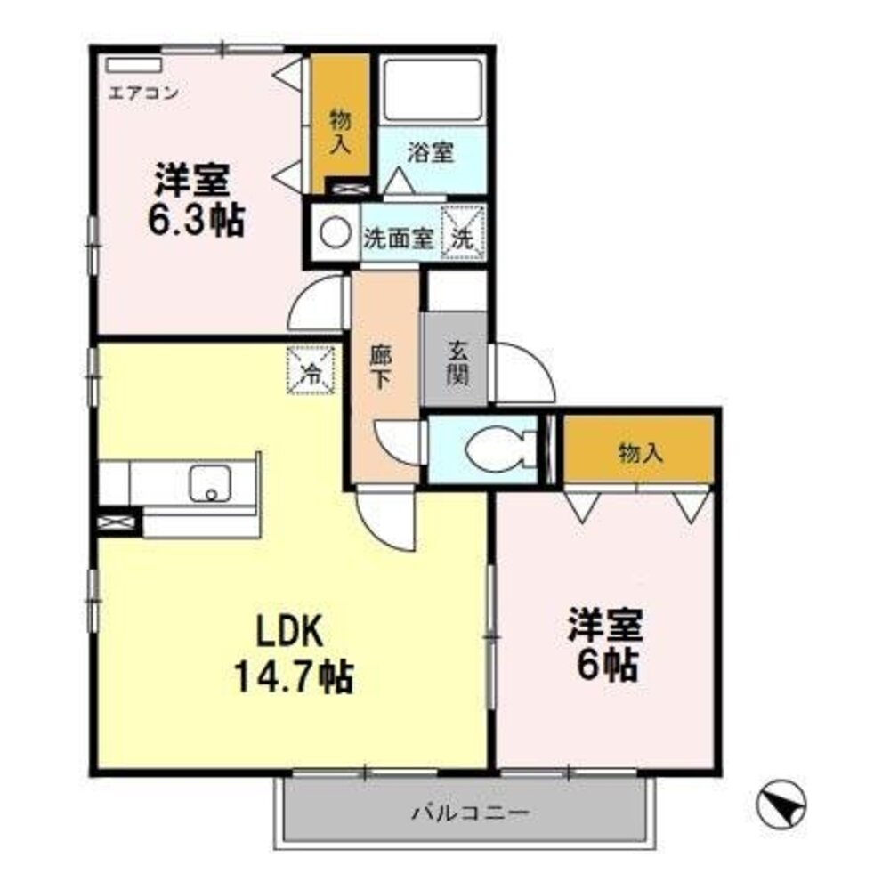 京成本線 京成小岩駅 地上2階建て 築24年 東京都葛飾区鎌倉1丁目 (15万円／2LDK (洋室6 洋室6.3 LDK14.7)／58.84㎡)｜賃貸物件(賃貸マンション・アパート・一戸建て ...