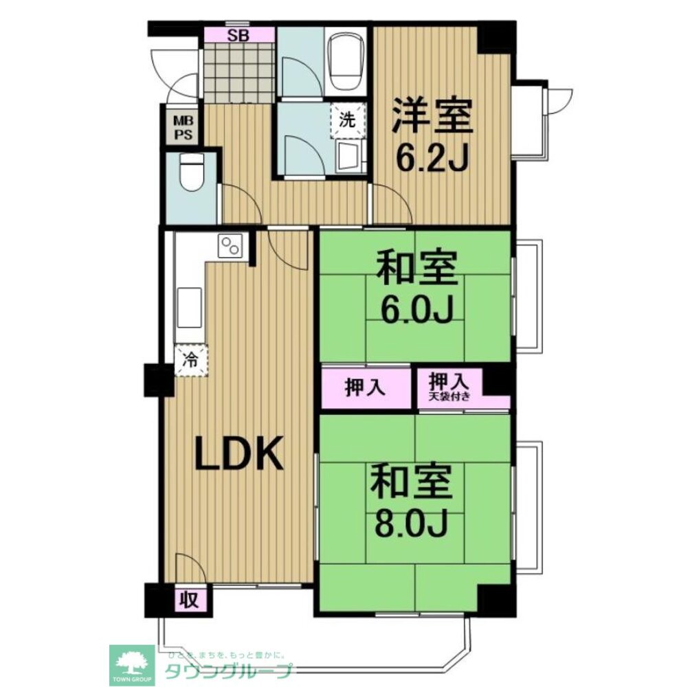 藤和北寺尾コープ 神奈川県横浜市鶴見区北寺尾7丁目 (11.5万円／3LDK (和室6 和室8 洋室6.2 LDK11.4)／68.94㎡)｜賃貸物件(賃貸マンション・アパート・一戸建て)の ...