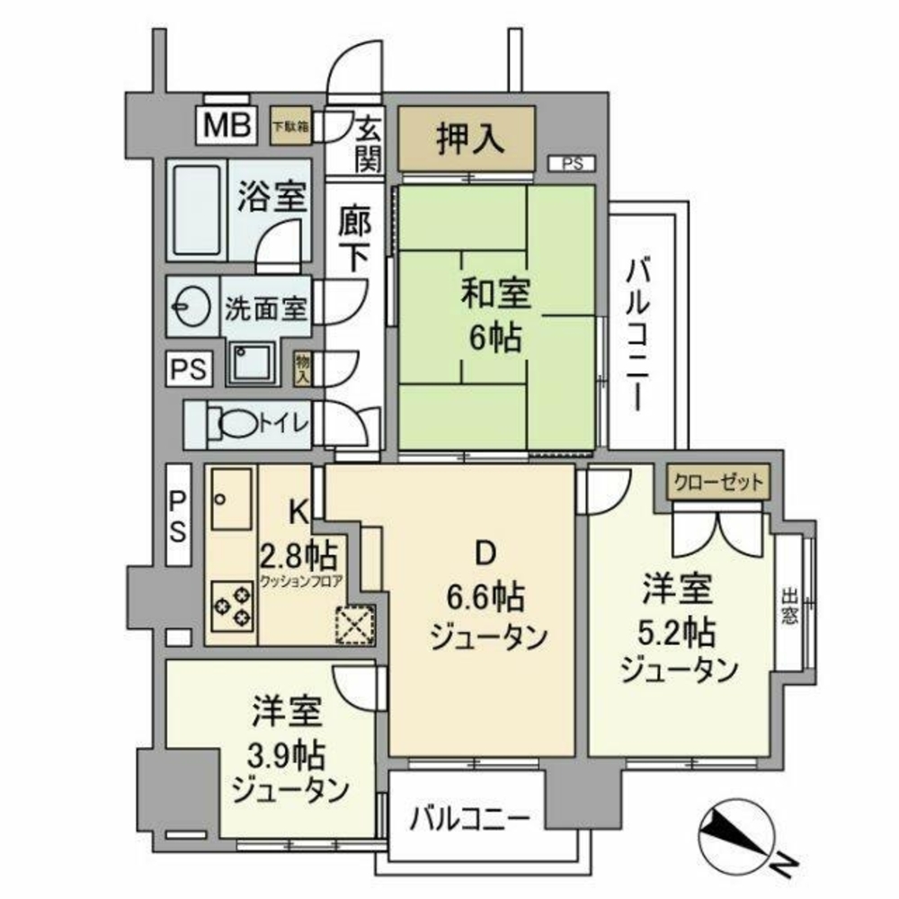 野村ステイツ市が尾 神奈川県横浜市青葉区市ケ尾町 (11.7万円／3LDK (和室6 洋室3.9 洋室5.2 LDK9.4)／57.8㎡)｜賃貸物件(賃貸マンション・アパート・一戸建て)の住宅 ...