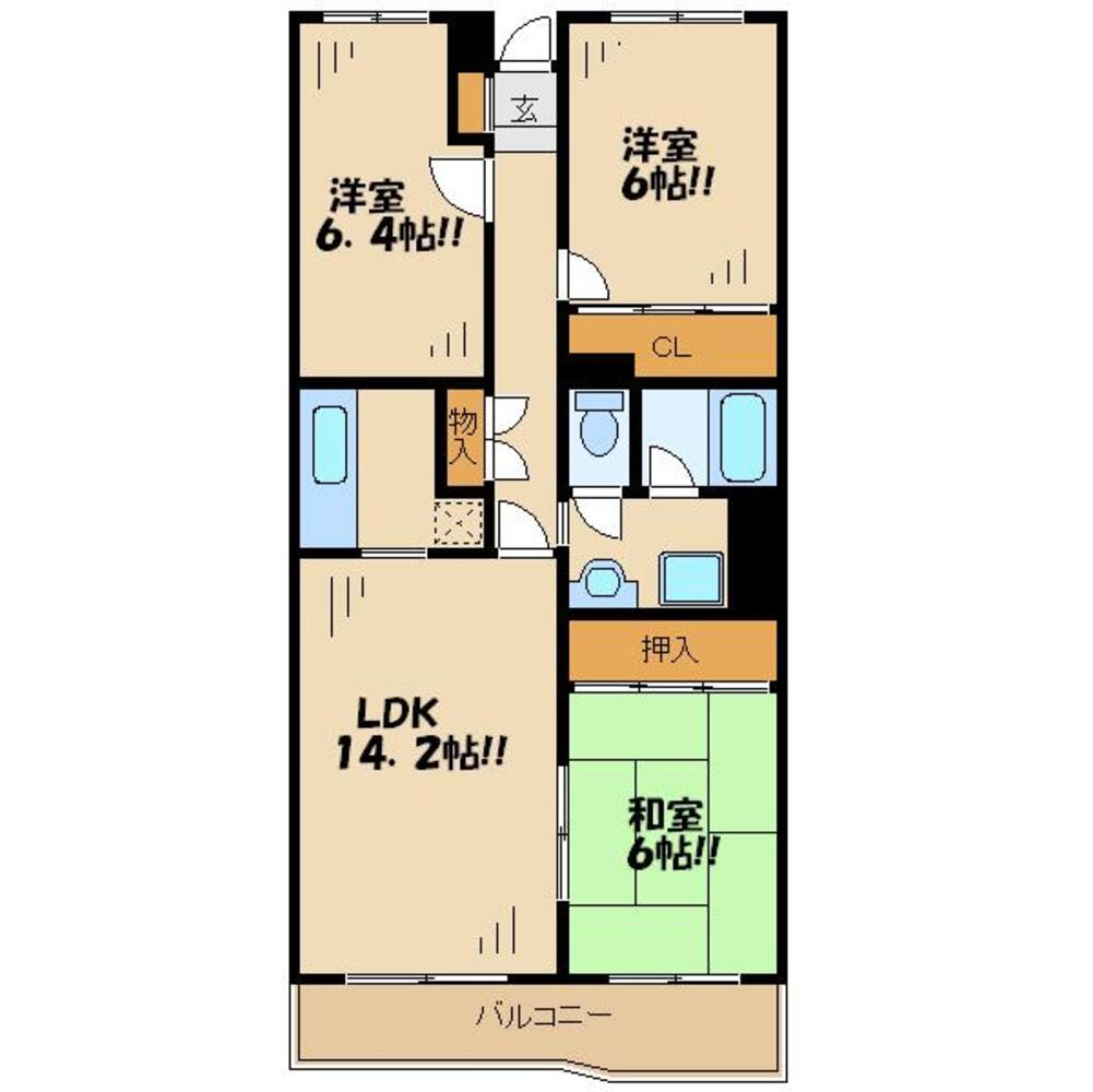 エクセルハイツ 東京都調布市柴崎2丁目 (15万円／3LDK (洋室6 洋室6 洋室6 LDK14.2)／75.43㎡)｜賃貸物件(賃貸マンション・アパート・一戸建て)の住宅情報・お部屋探し ...
