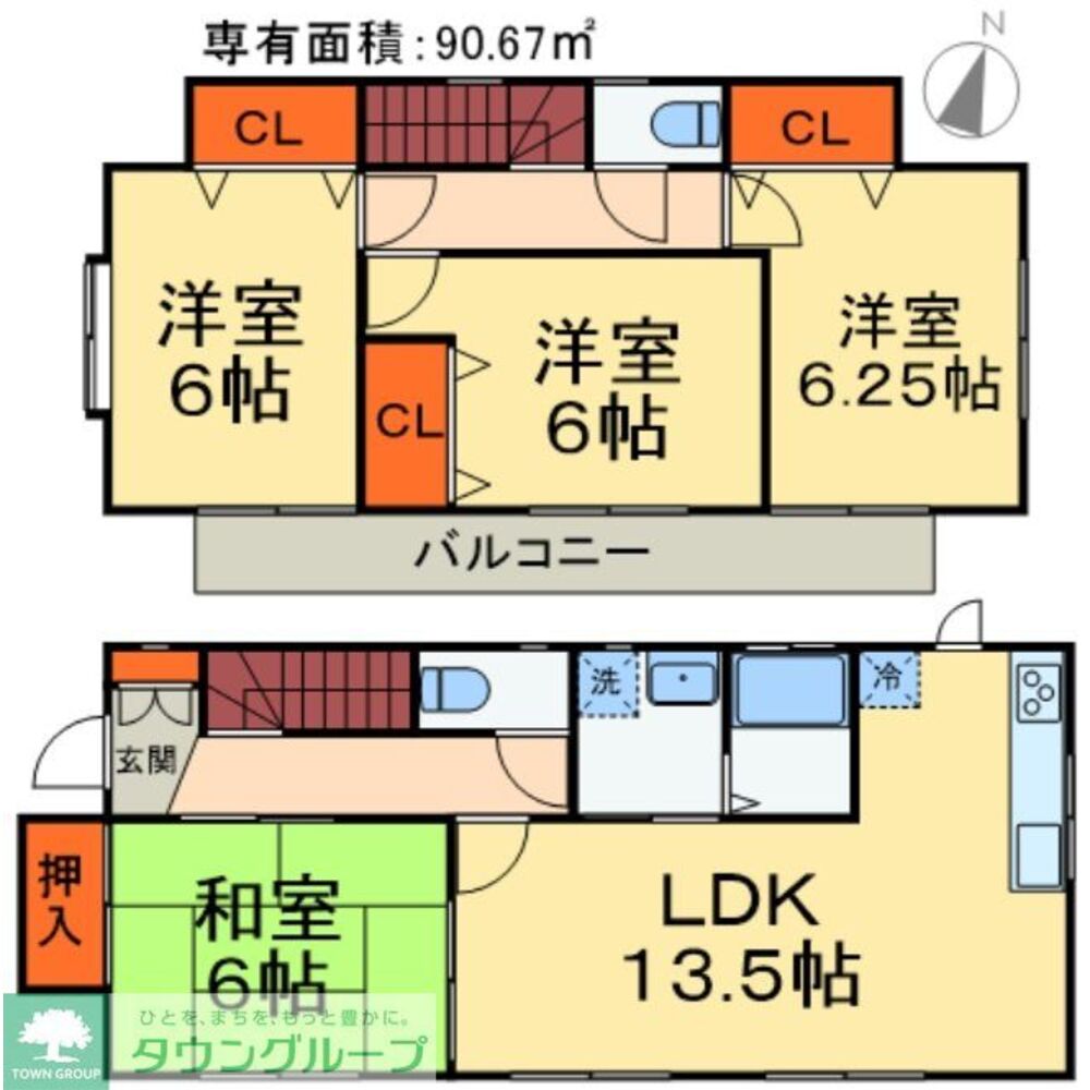 つくばエクスプレス 八潮駅 平屋建て 築19年 東京都足立区六木4丁目 (17.8万円／4LDK (和室6 洋室6 洋室6 洋室6.2 LDK13.5)／90.67㎡)｜賃貸物件(賃貸 ...