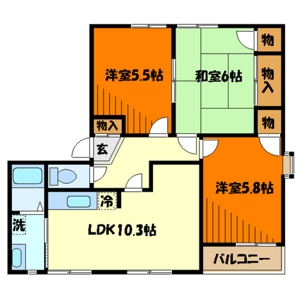 暁ハイツ 東京都八王子市暁町2丁目 (7万円／3LDK (和室6 洋室5.5 洋室5.9 LDK10.3)／60.7㎡)｜賃貸物件(賃貸マンション・アパート・一戸建て)の住宅情報・お部屋探し ...