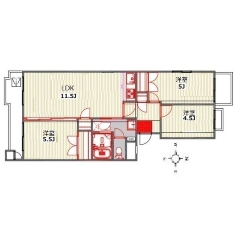 東急田園都市線 あざみ野駅 地上3階建て 築43年 神奈川県横浜市青葉区もみの木台 (11.6万円／3LDK (和室6 洋室5 洋室7 LDK14)／66.35㎡)｜賃貸物件(賃貸マンション ...