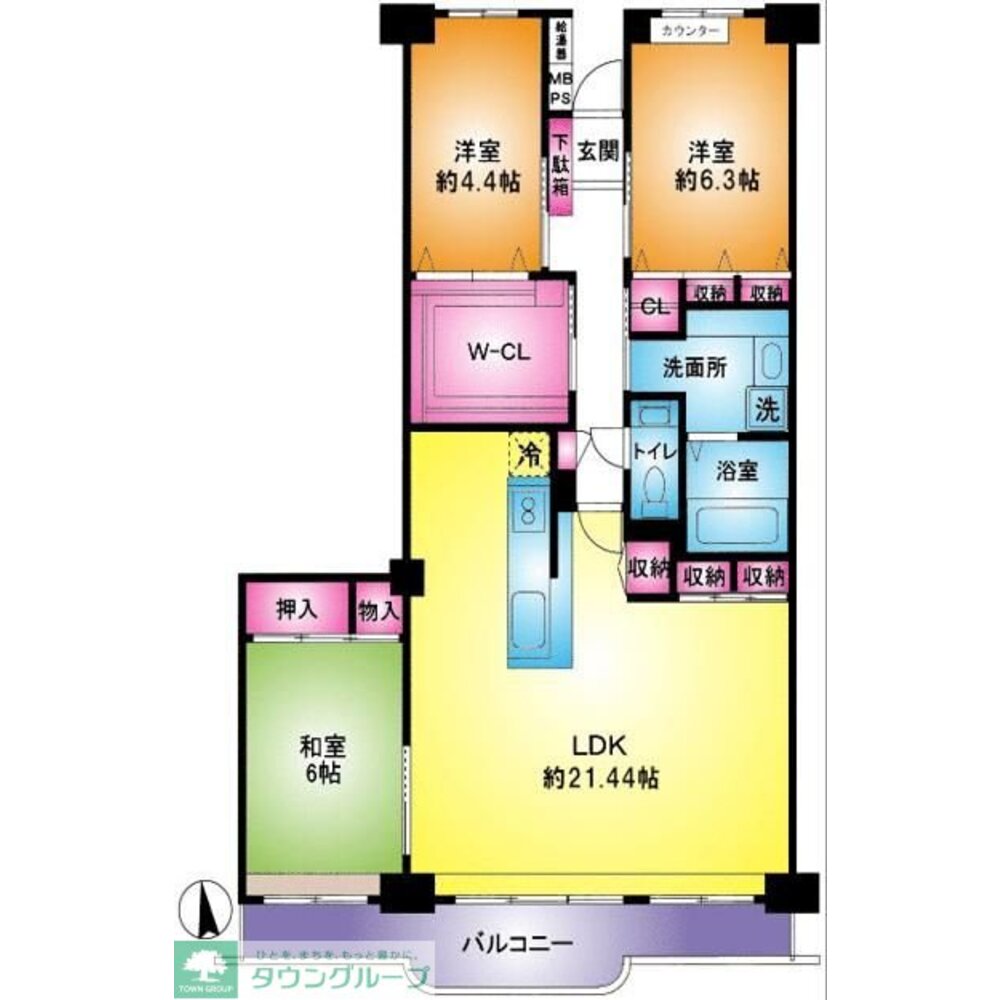 武蔵野線 南越谷駅 地上8階建て 築42年 埼玉県越谷市赤山町4丁目 (12.3万円／3LDK (和室6 洋室6.3 LDK21)／91.84㎡)｜賃貸物件(賃貸マンション・アパート・一戸建て ...