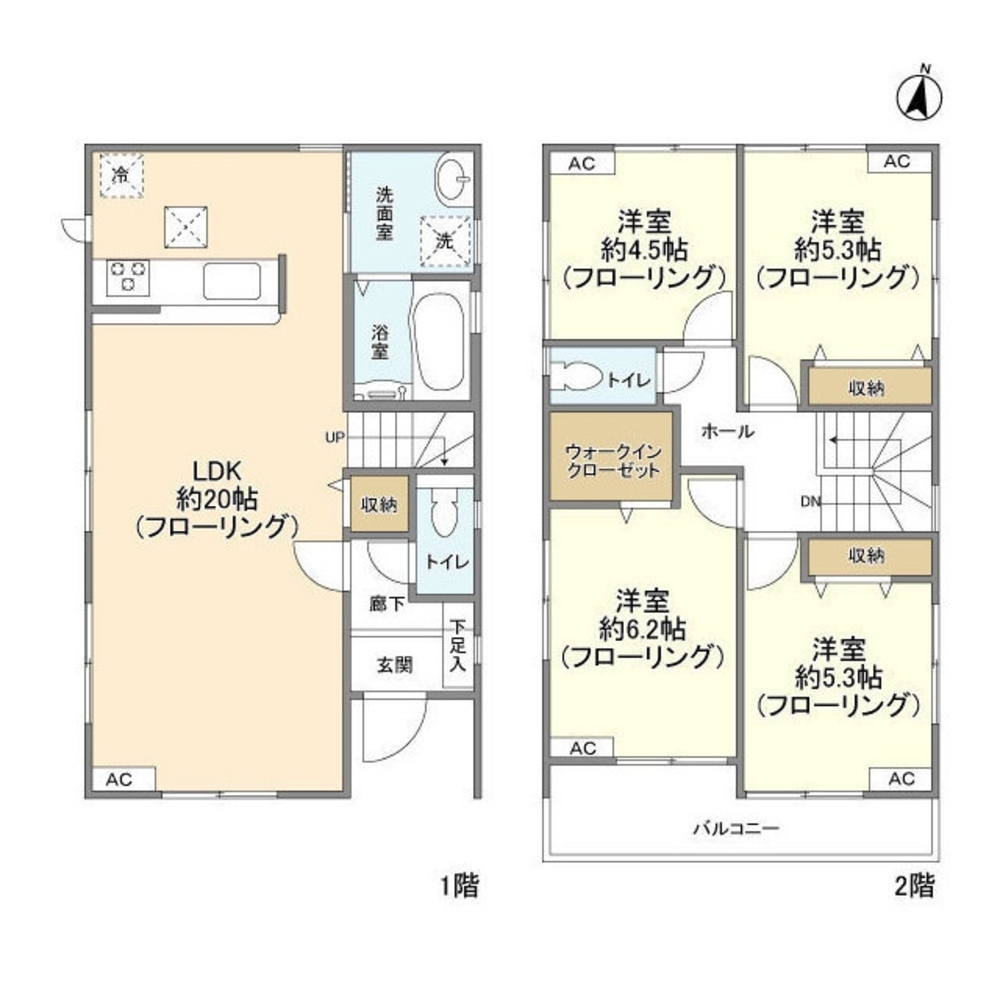 Kolet越谷大袋＃02 埼玉県越谷市大字下間久里 (18万円／4LDK (洋室4.5 洋室5.3 洋室5.3 洋室6.2 LDK20)／95.64㎡)｜賃貸物件(賃貸マンション・アパート ...