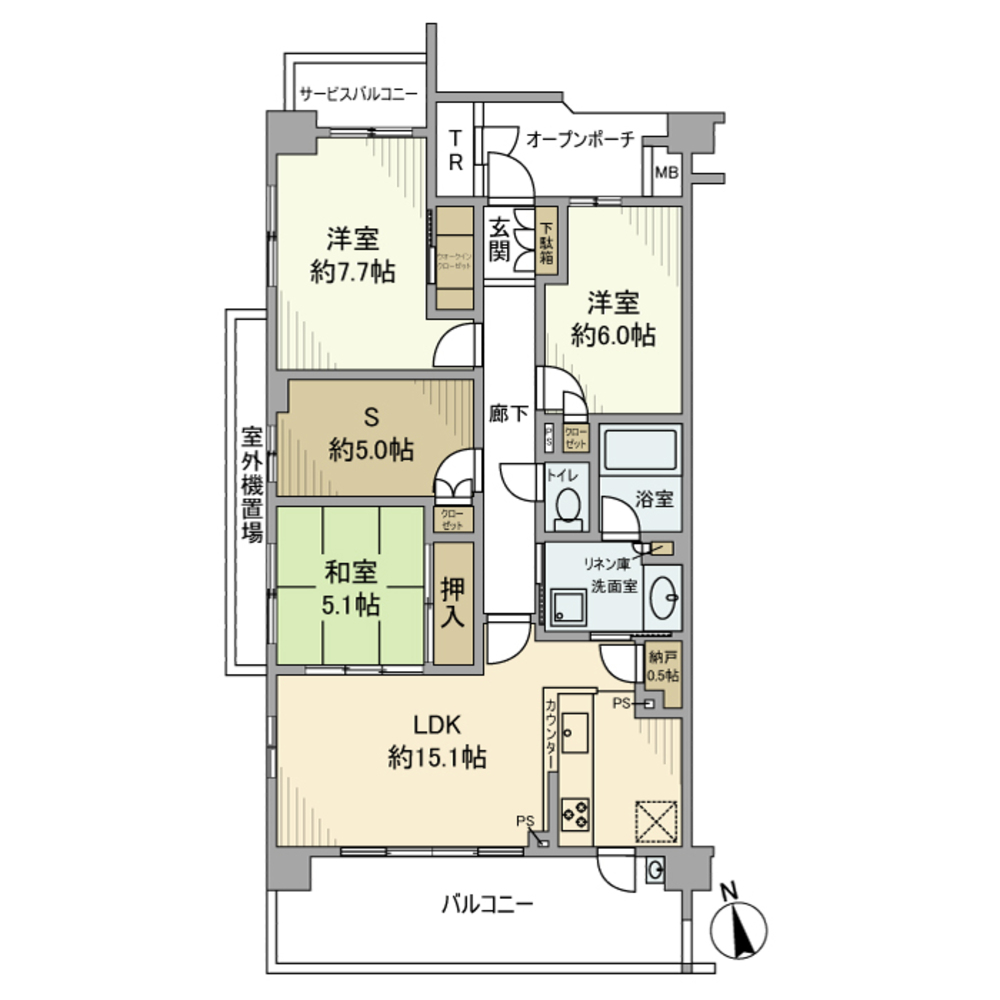 プラウド柏ディアージュ 千葉県柏市旭町4丁目 (16万円／3SLDK (和室5.1 洋室6 洋室7.7 LDK15.1)／87.26㎡)｜賃貸物件(賃貸マンション・アパート・一戸建て)の住宅 ...