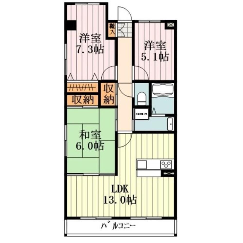 メルベーユ 東京都福生市武蔵野台1丁目 (8.4万円／3LDK (和室6 洋室5.1 洋室7.3 LDK13)／73.25㎡)｜賃貸物件(賃貸マンション・アパート・一戸建て)の住宅情報・お ...