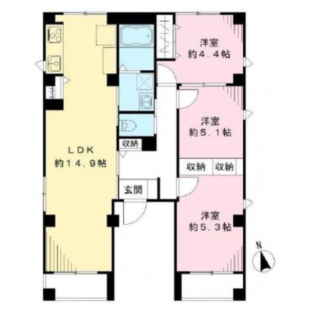 ヴェラ ルーチェ 東京都世田谷区世田谷1丁目 (21.5万円／3LDK (洋室4.4 洋室5.1 洋室5.3 LDK14.9)／62.92㎡)｜賃貸物件(賃貸マンション・アパート・一戸建て)の ...