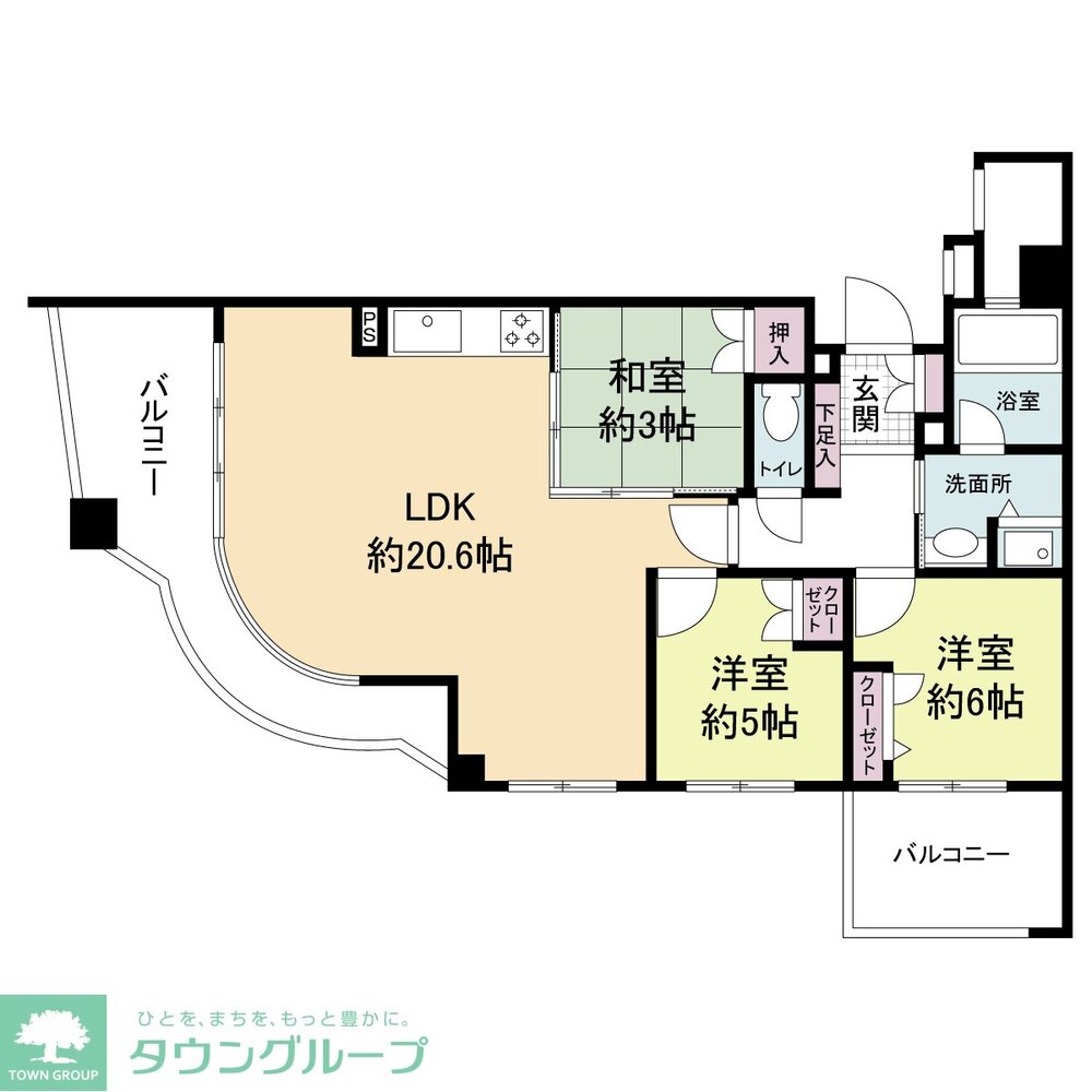 KDXレジデンス平尾浄水町 福岡県福岡市中央区平尾浄水町 (17.7万円／3LDK (和室3 洋室5 洋室6 LDK20.6)／78.85㎡)｜賃貸物件(賃貸マンション・アパート・一戸建て)の ...