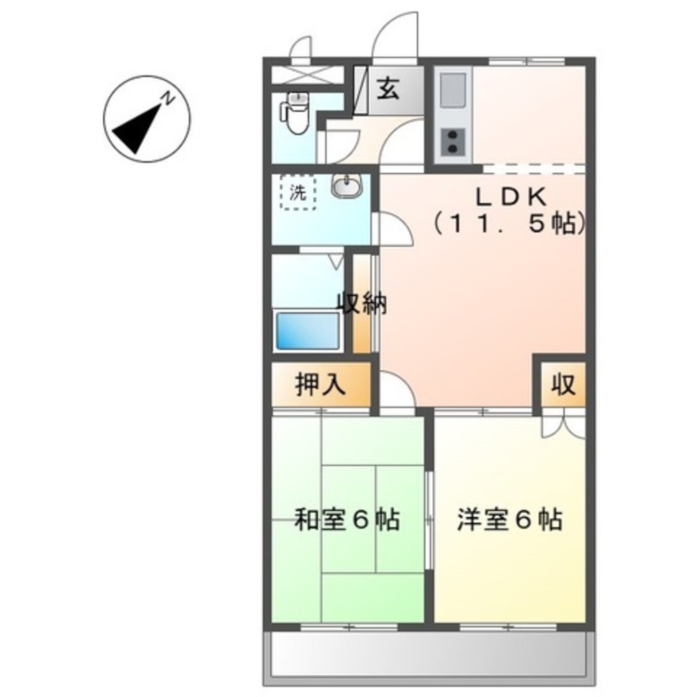 グランデール フジミ 愛知県豊明市新田町中ノ割 (6.2万円／2LDK (和室6 洋室6 LDK11.5)／49.5㎡)｜賃貸物件(賃貸マンション・アパート・一戸建て)の住宅情報・お部屋探し ...