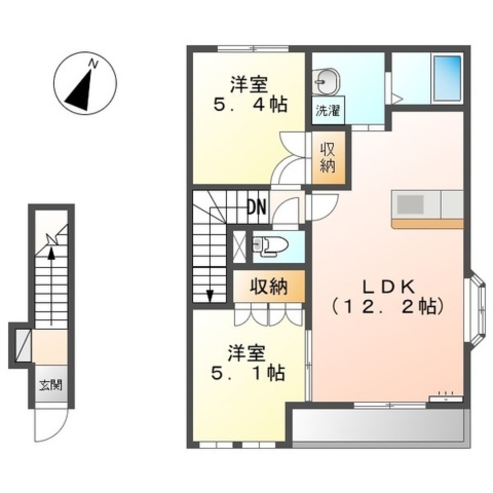 LA PRECIEUSE 長崎県諫早市高来町山道 (5.7万円／2LDK (洋室5.1 洋室5.4 LDK12.2)／51.23㎡)｜賃貸物件(賃貸マンション・アパート・一戸建て)の住宅情報 ...